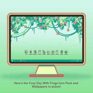 A Cozy Day With Frogs Aesthetic Computer Desktop Theme and Background ...