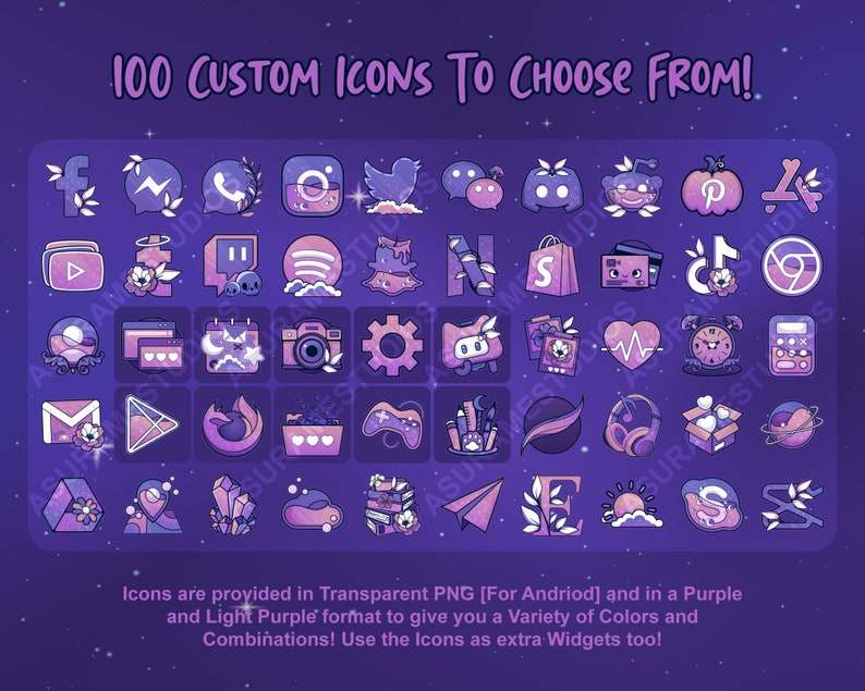 Cute Alchemy Magic Moon and Stars Lunar Aesthetic Mobile Icon Theme ...