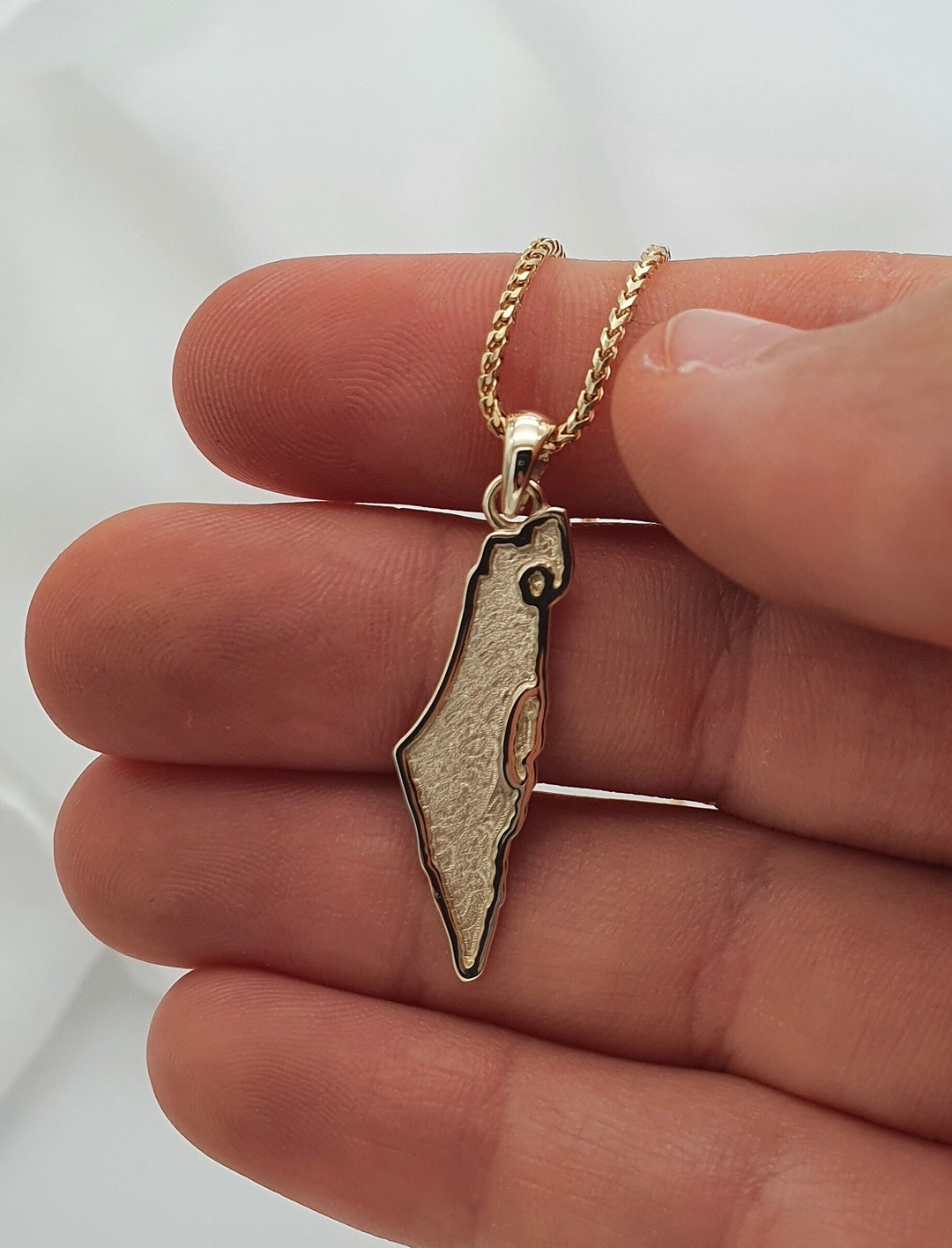 14k Gold Israel Map Pendant Necklace, Israel Necklace, Made in Israel ...