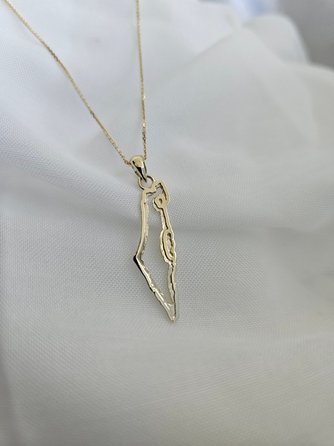 14k Gold Israel Map Pendant, Israel Necklace, Made in Israel, Map of ...