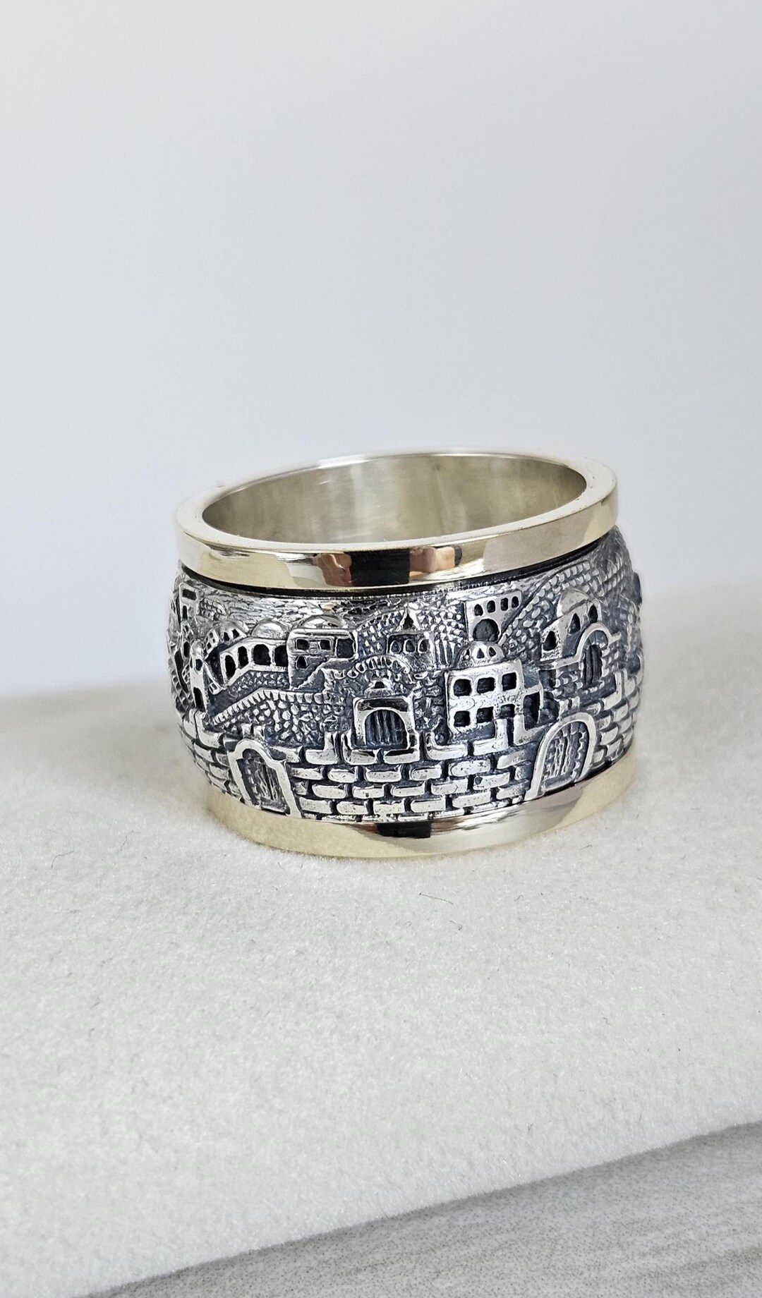 14k Gold & Sterling Silver Jerusalem Ring - Jewish Jewelry - Etsy