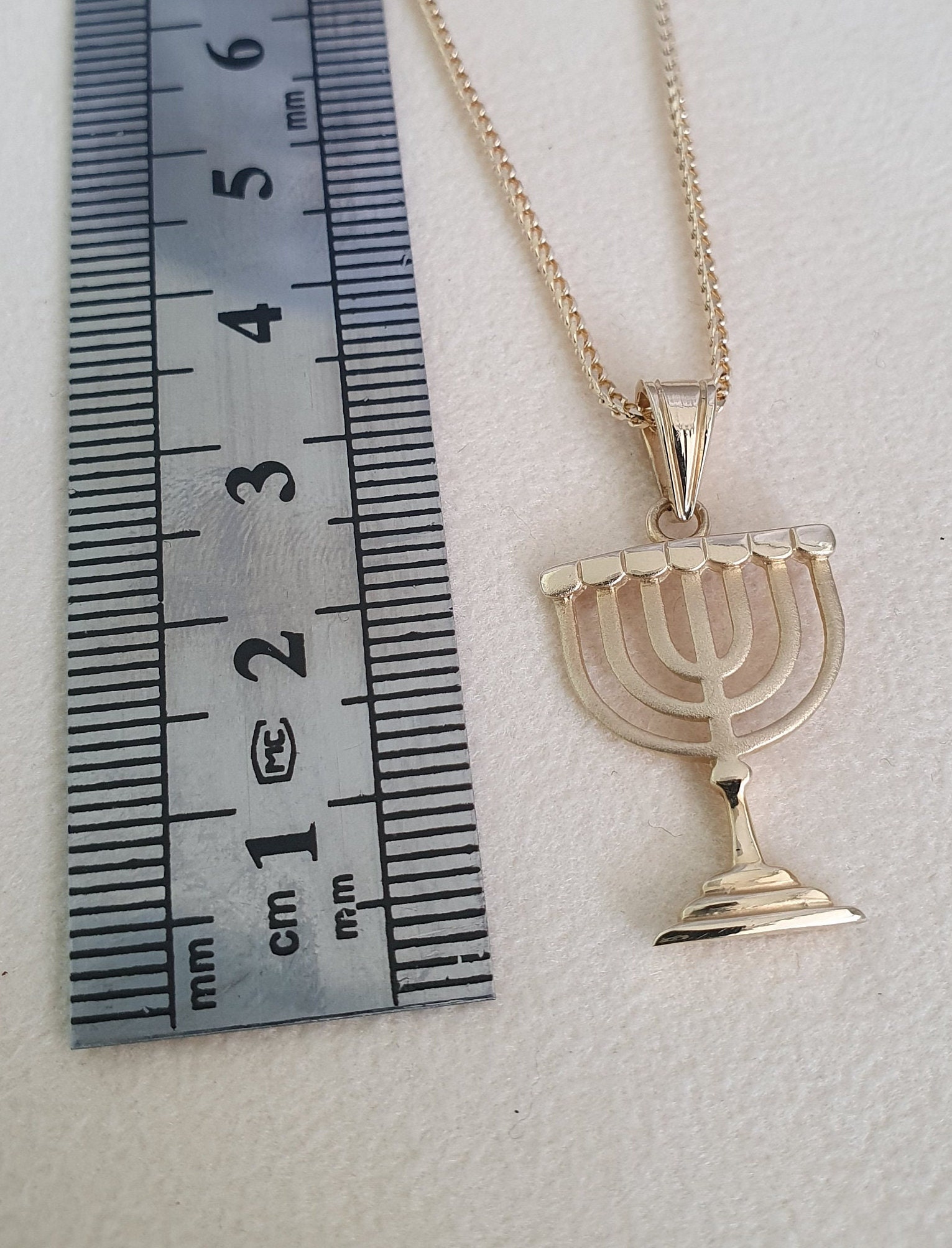 14K Gold Menorah Pendant, Jewish Jewelry, Jewish Menorah Necklace ...