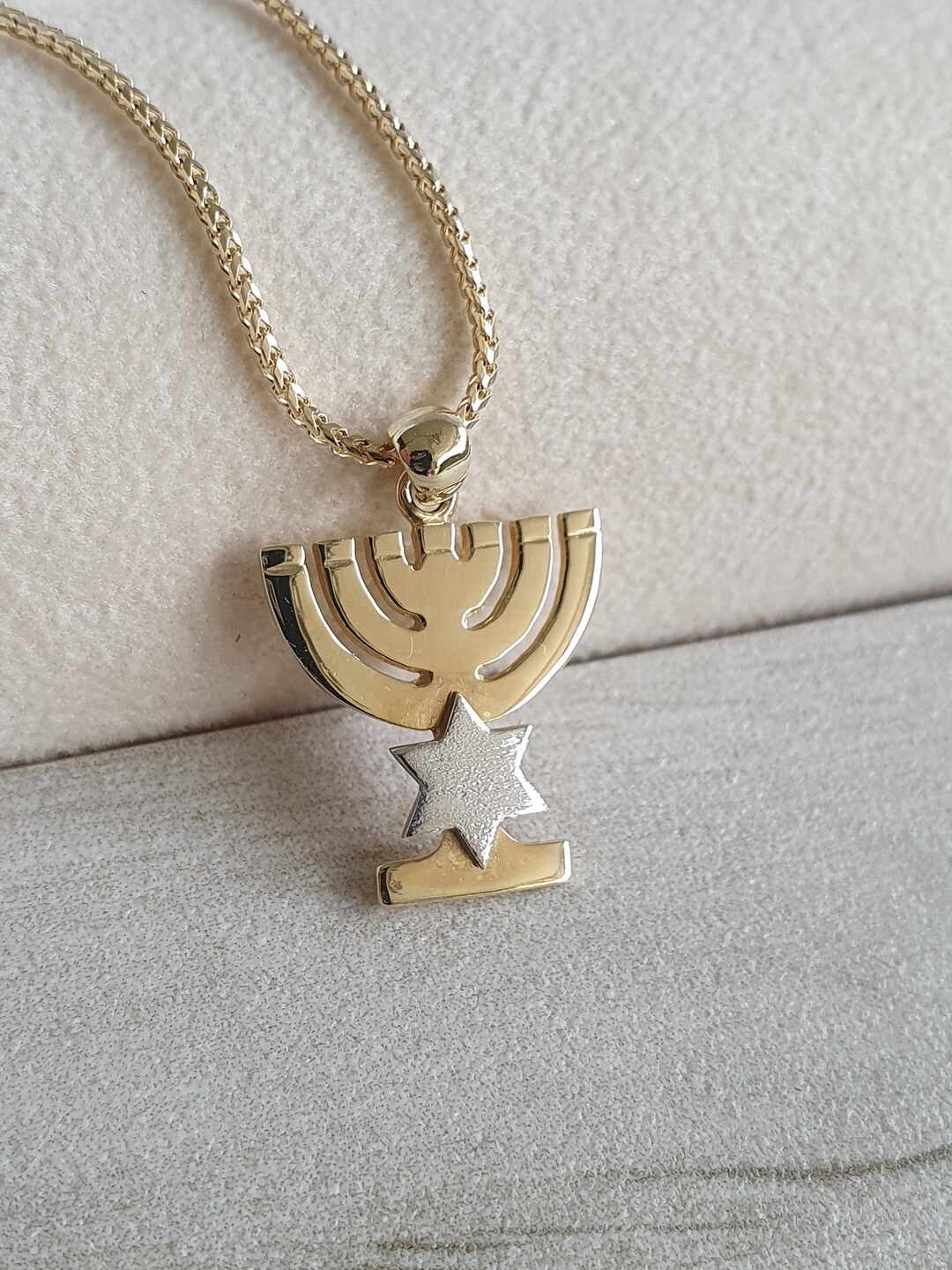 14k Gold Menorah Pendant, Jewish Jewelry, Hanukkah Gift - Etsy