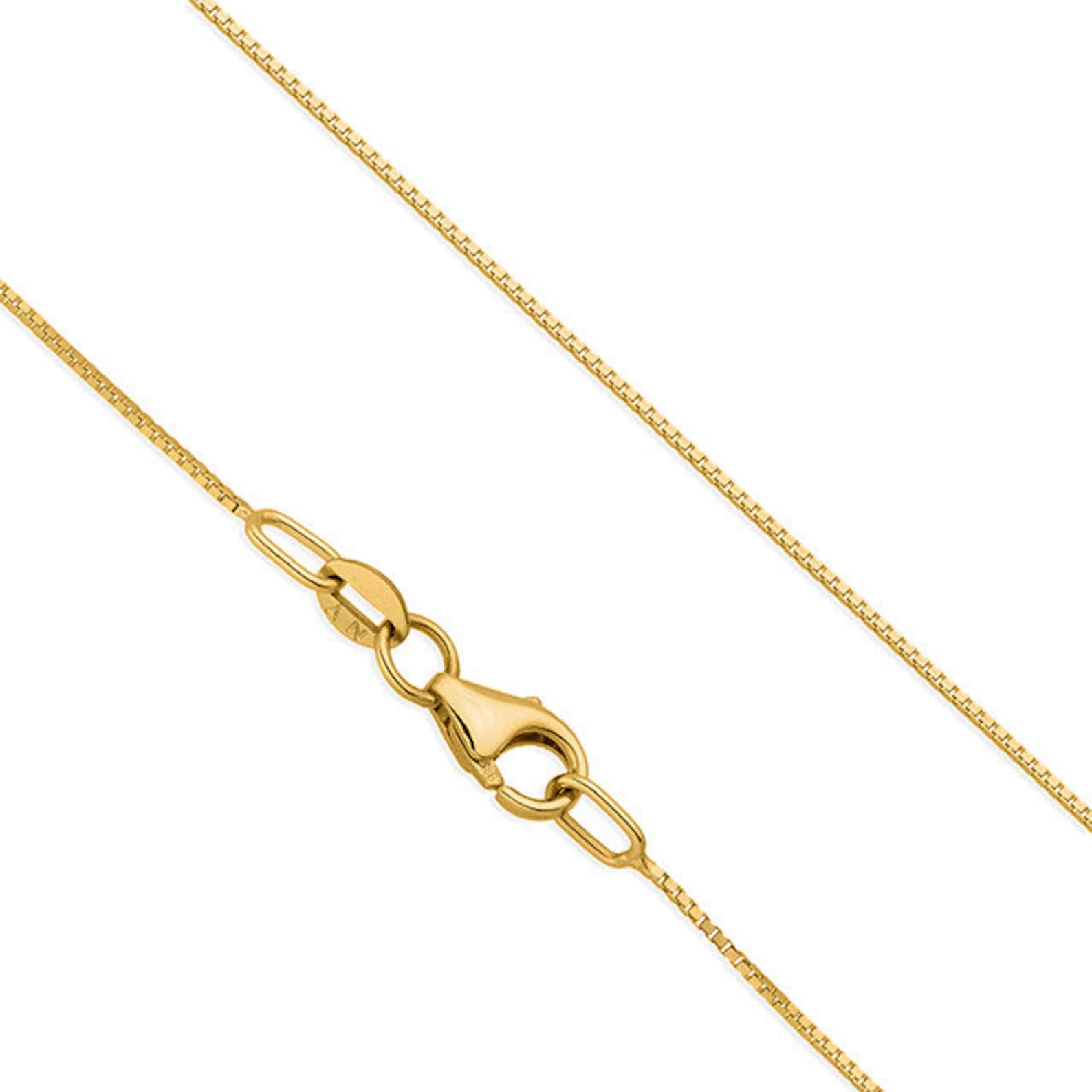 14K Gold Box Chain: Pendant Necklace, Spring Lock (45cm) - Etsy