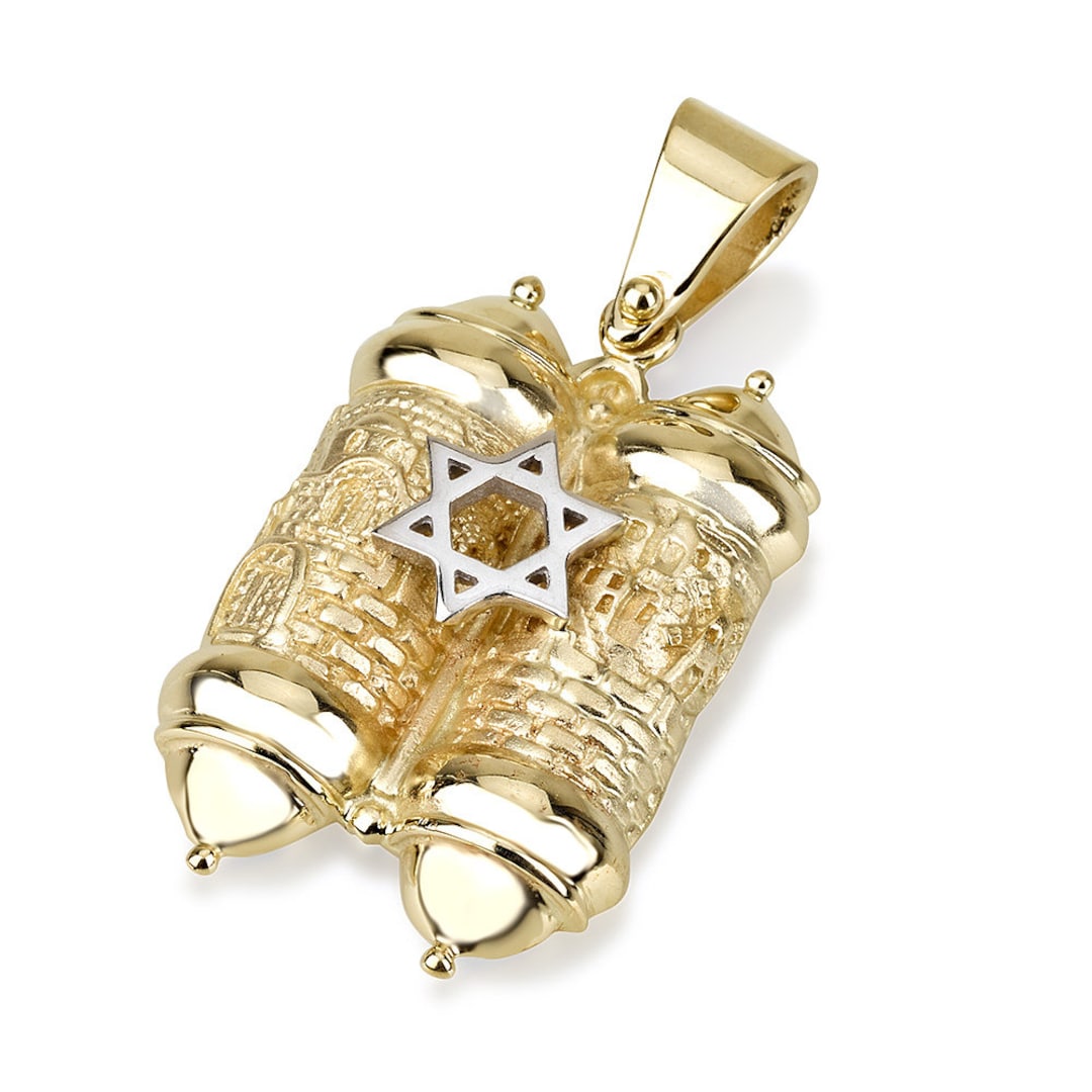 14k Gold Torah Scroll Pendant, Bar Mitzvah Gift, Made in Israel - Etsy