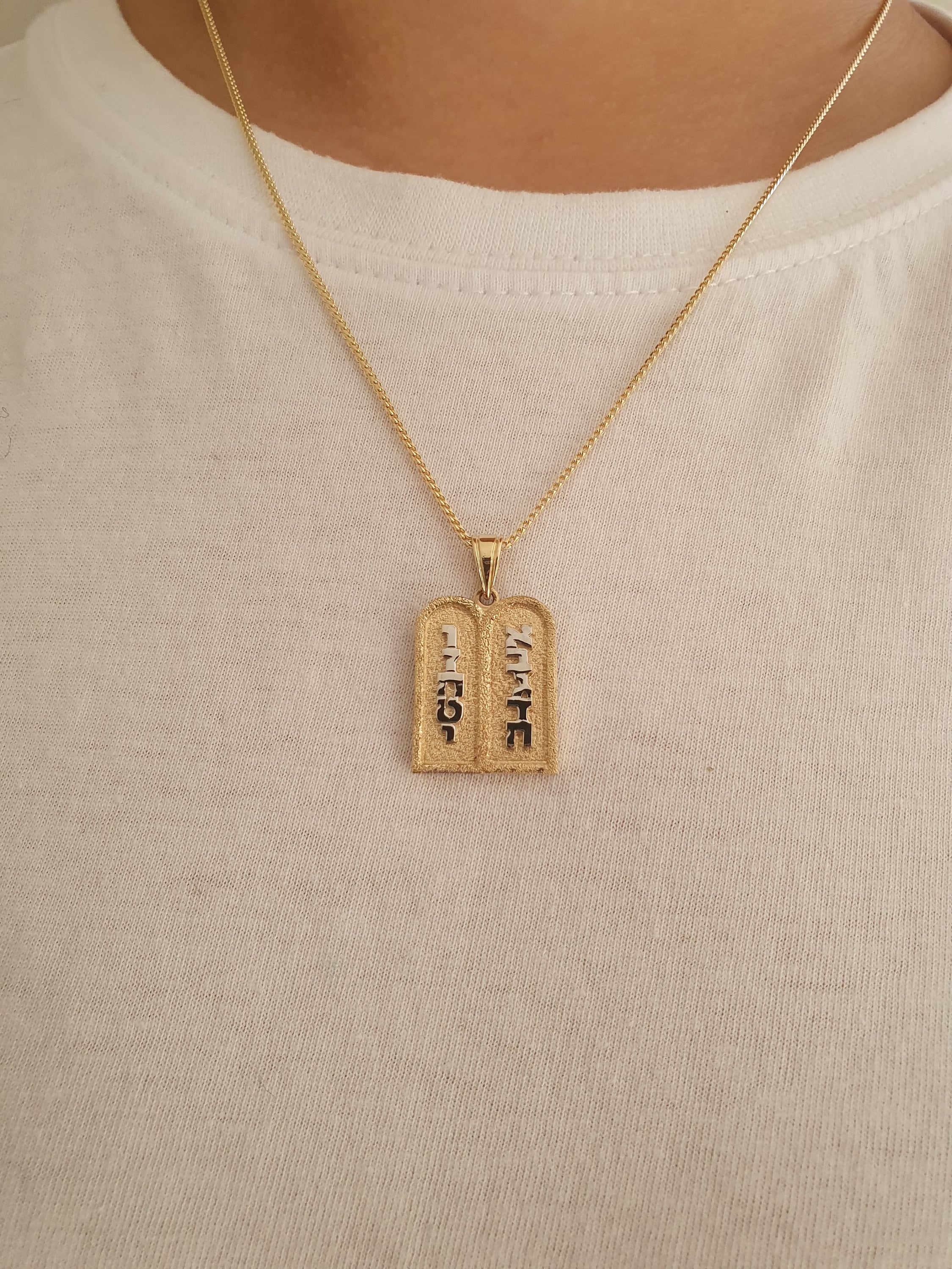 14K Gold Ten Commandments Pendant Biblical Pendant Jewish - Etsy