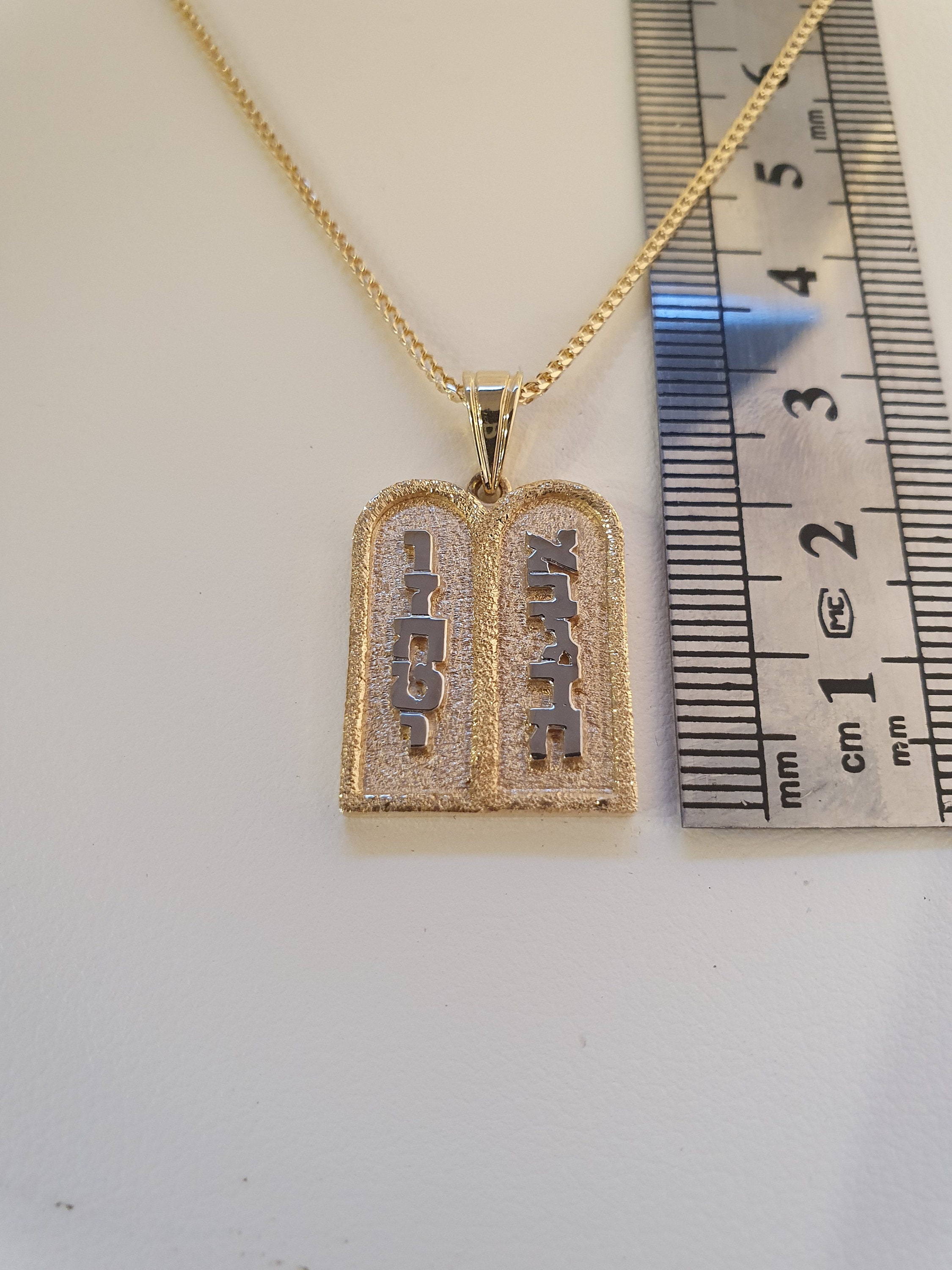 14K Gold Ten Commandments Pendant, Biblical Pendant, Jewish Jewelry ...