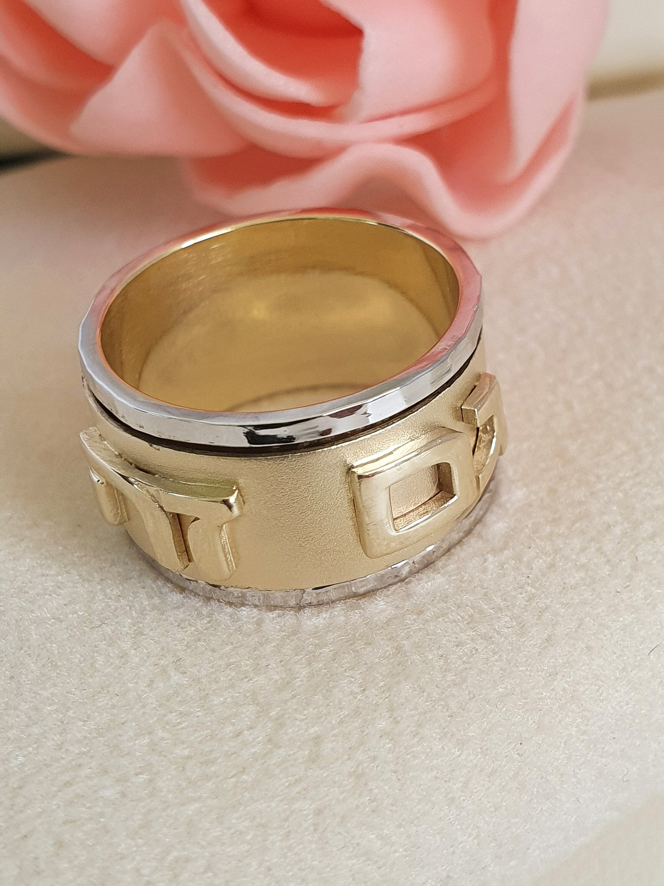 14k Gold ''this Too Shall Pass'' Ring, Spinning Ring, Hebrew Ring, Made ...
