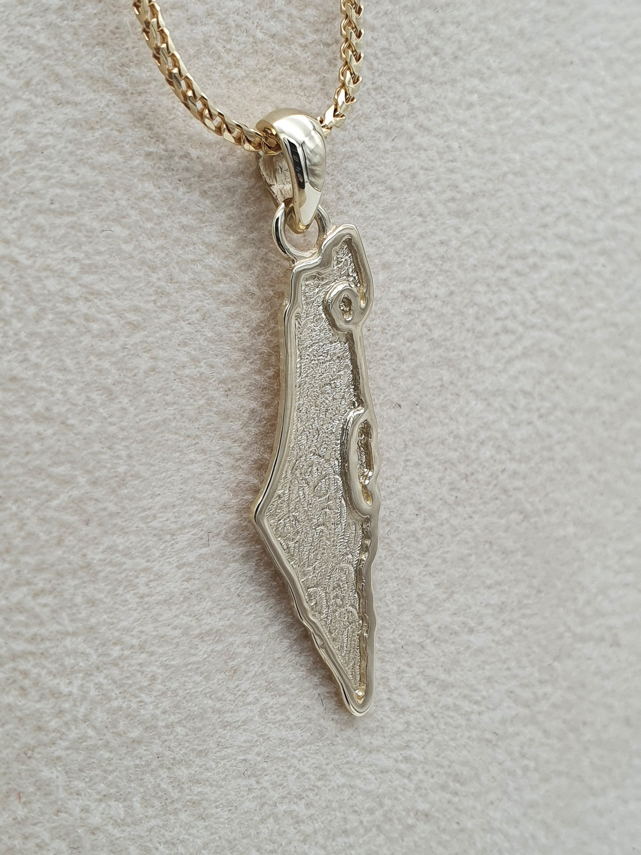 14k Gold Israel Map Pendant Necklace, Israel Necklace, Made in Israel ...