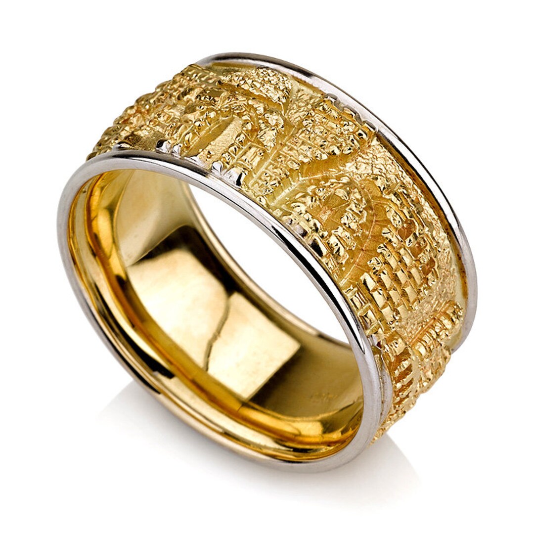 14k Gold Jerusalem Ring, Israeli Ring, Jewish Ring - Etsy