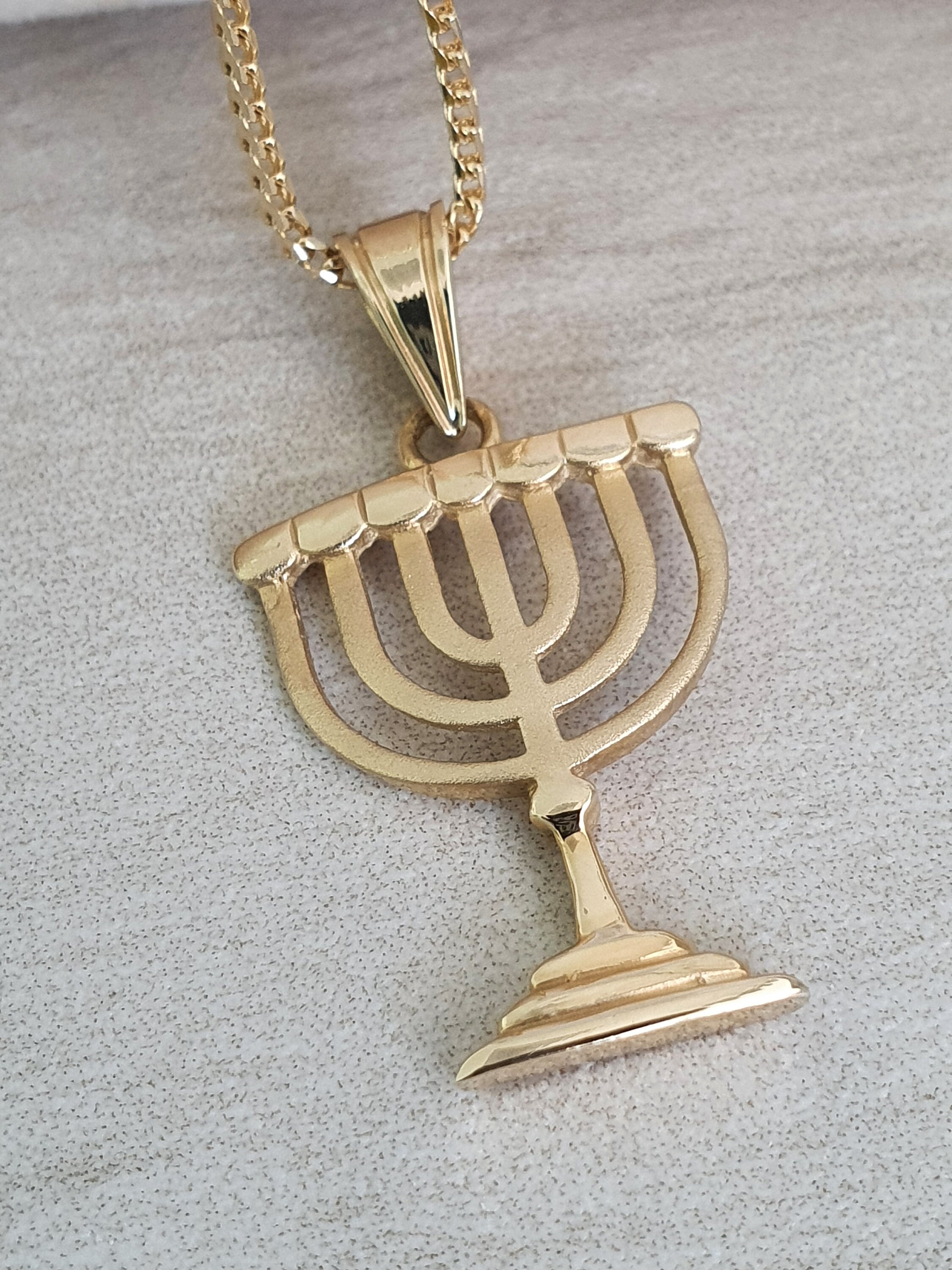 14K Gold Menorah Pendant, Jewish Jewelry, Jewish Menorah Necklace ...