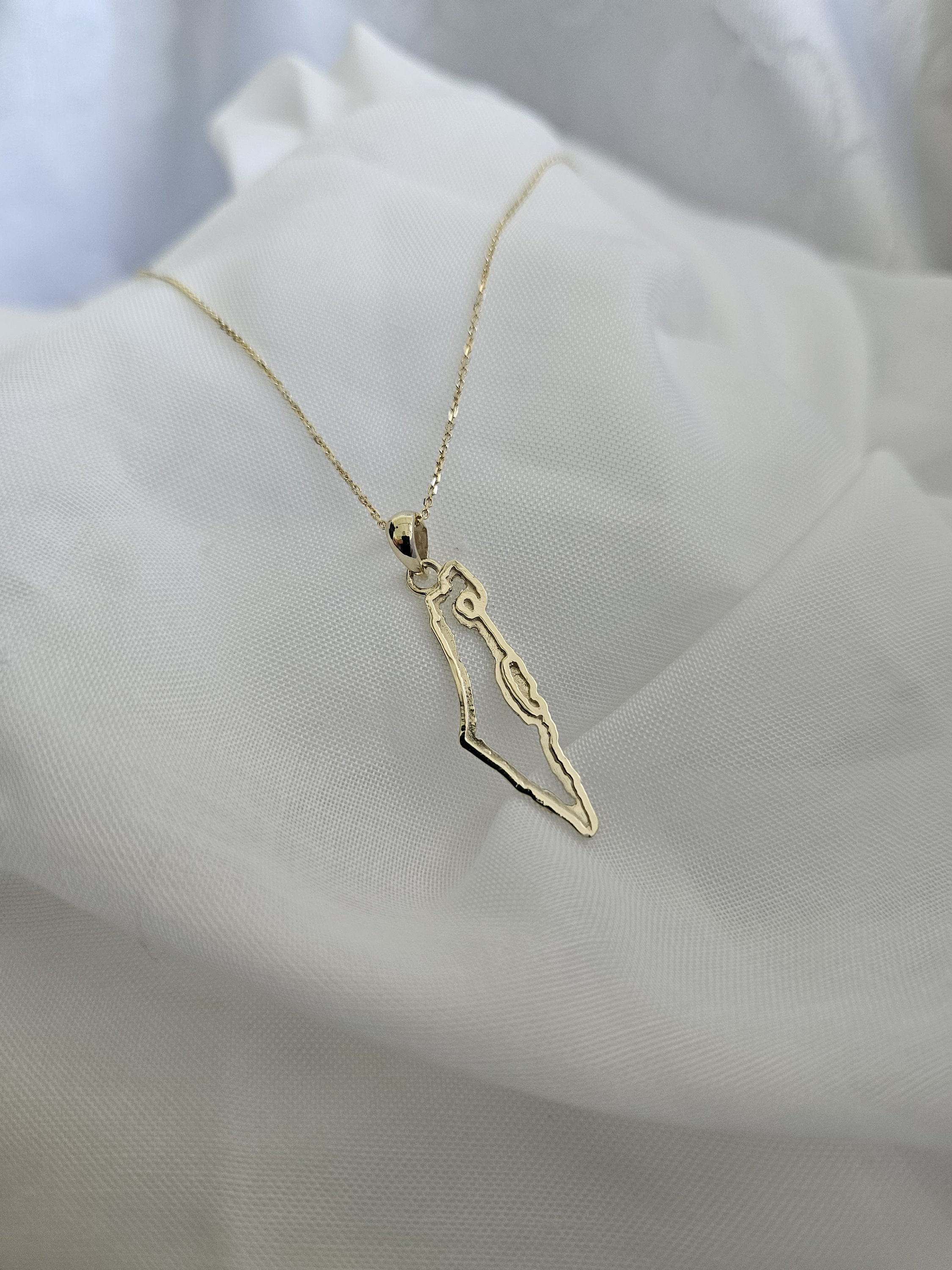 14k Gold Israel Map Pendant, Israel Necklace, Made in Israel, Map of ...