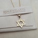 18K Gold Star of David Pendant, Tiny Star of David With Diamonds ...