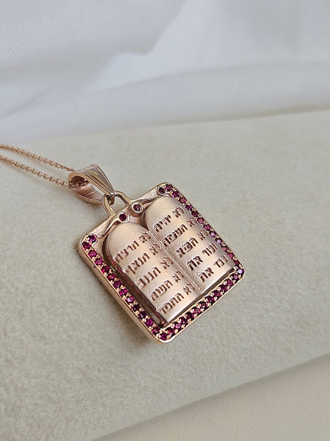 14k Gold Ten Commandments Pendant, Biblical Pendant, Gift for Jewish ...