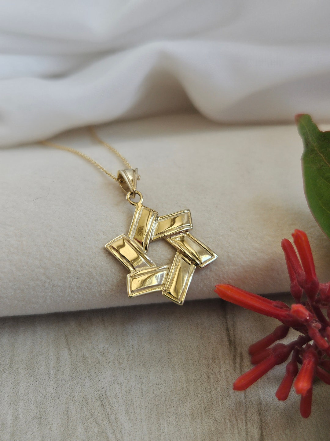 14k Gold Star of David Necklace, Judaica Jewelry, Bat Mitzvah Gift - Etsy