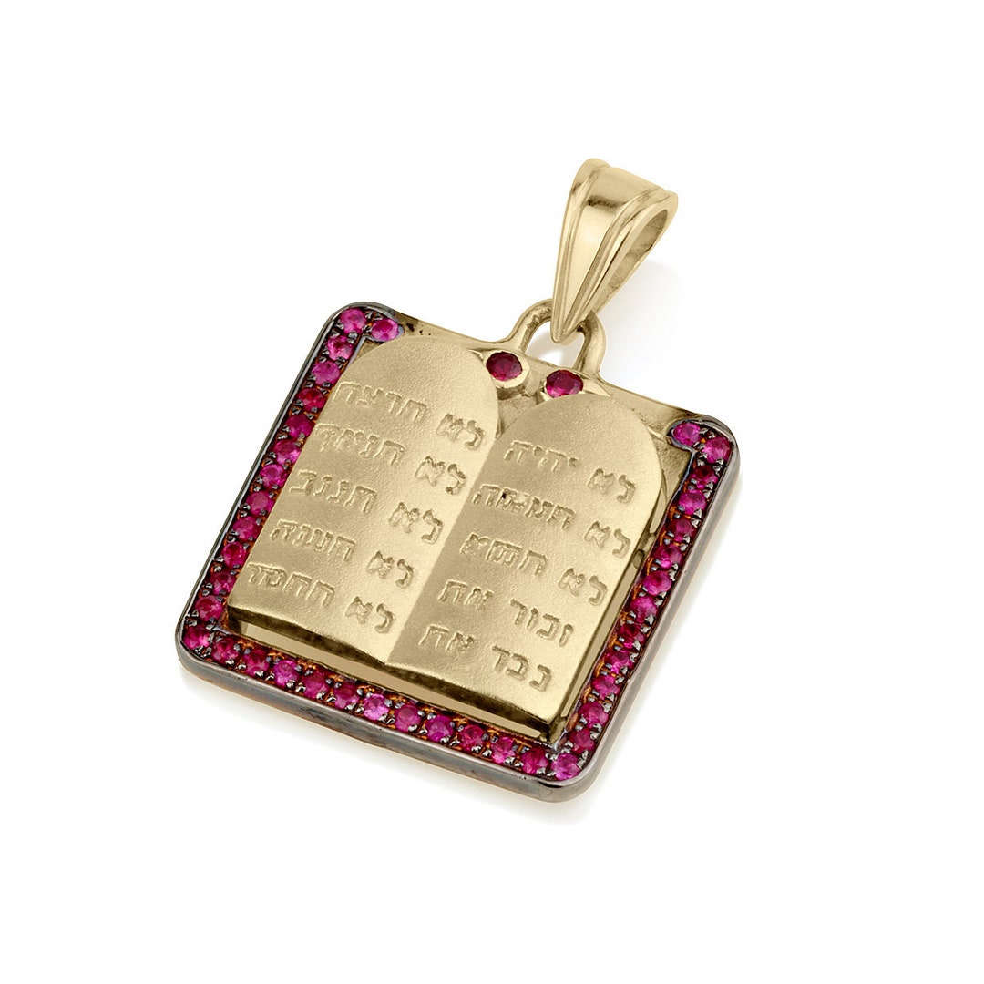 14k Gold Ten Commandments Pendant, Biblical Pendant - Etsy
