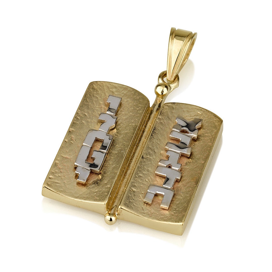 14K Gold ‘ten Commandments’ Pendant, Sefer Torah Pendant, Bible Jewelry ...