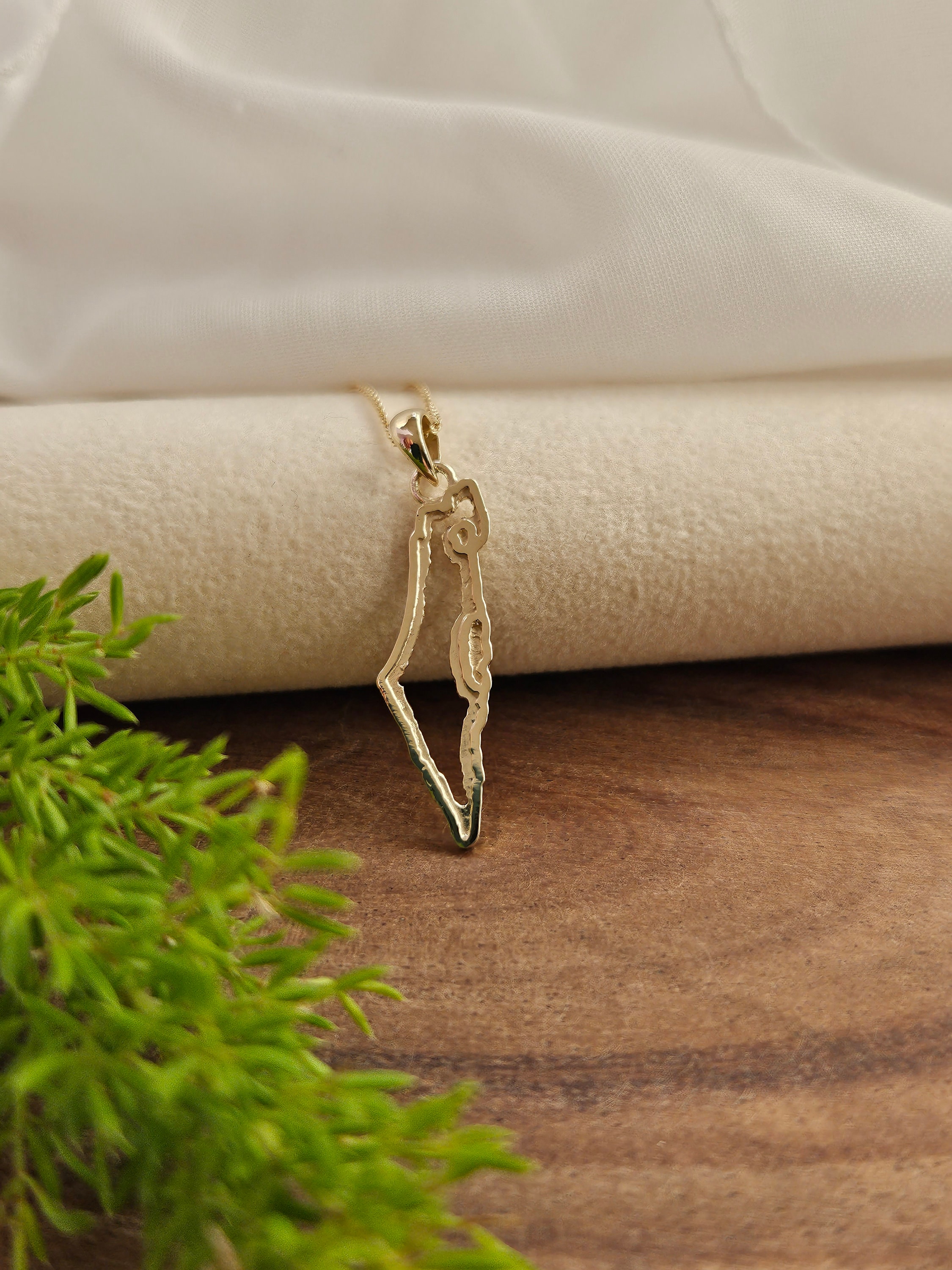 14k Gold Israel Map Pendant, Israel Necklace, Made in Israel, Map of ...