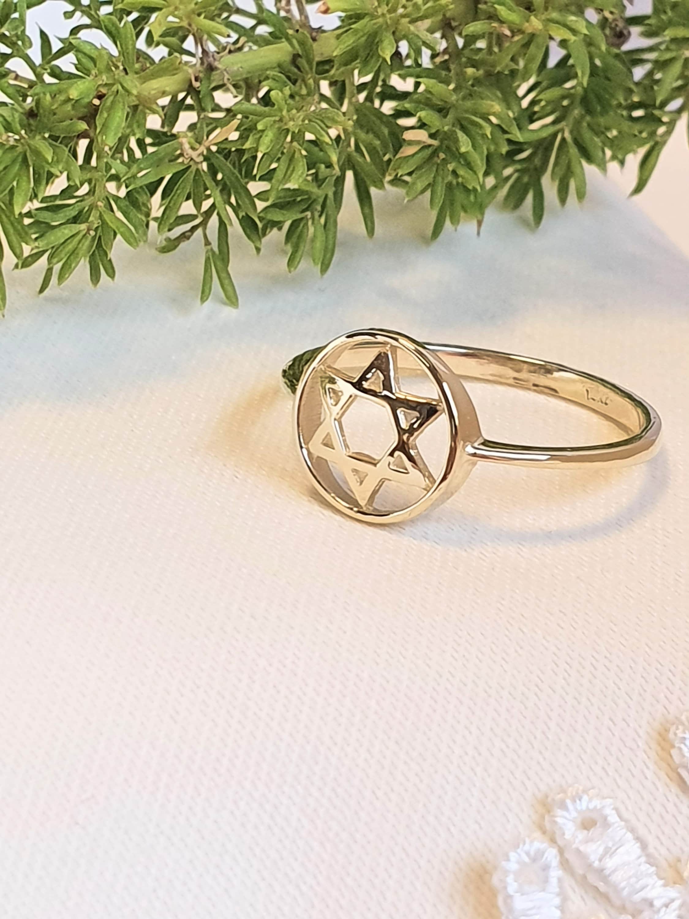 14k Gold Star of David Ring, Israeli Ring, Judaica Ring, Jewish Jewelry ...