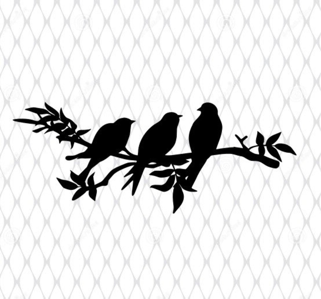 Birds on Branch Digital Art Vectorsvg PNG DXF Cut File for Cnc Plasma ...