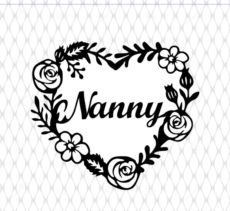 Nanny Flower Wreath SVG PNG DXF Cut File for Cnc Plasma Cutting ...
