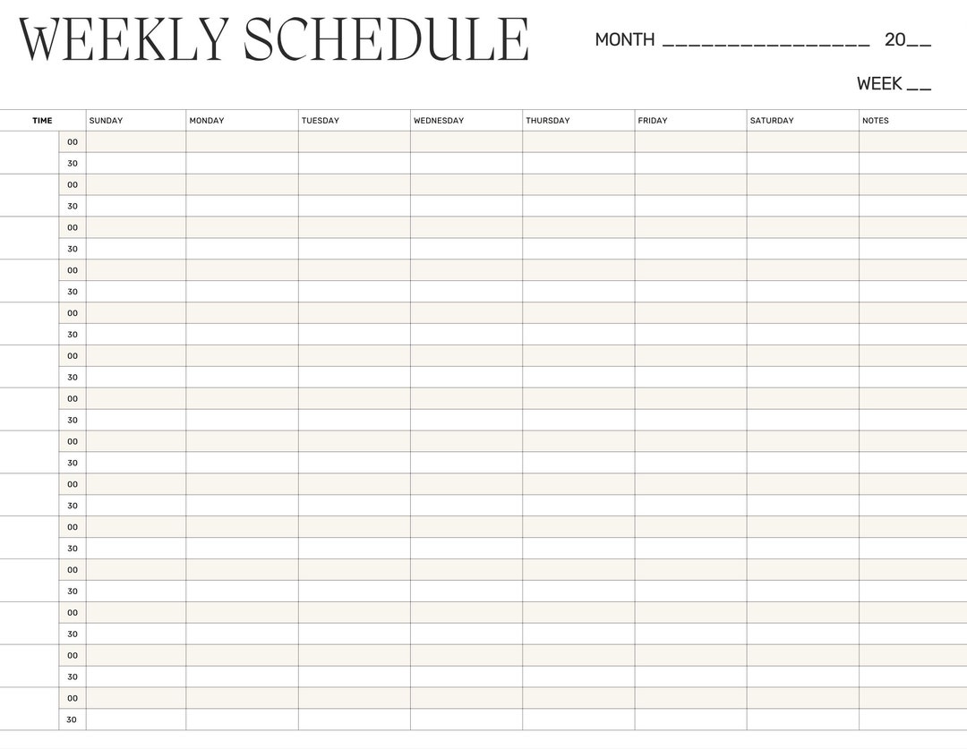 Digital Weekly Schedule Planner - Etsy