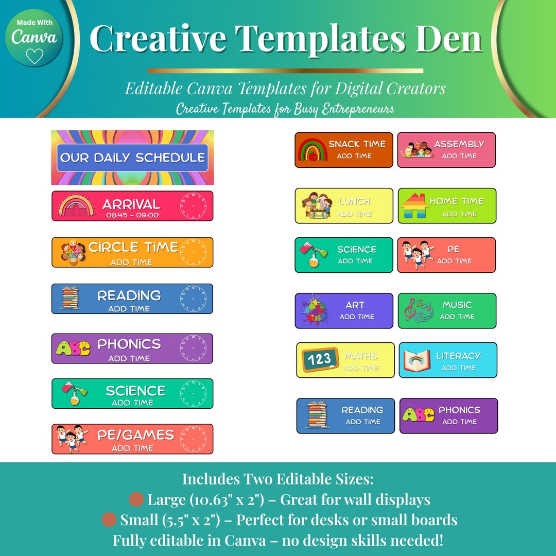 Rainbow Daily Schedule Cards – Editable Canva Template - for Teachers ...
