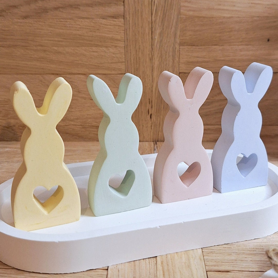 Osterhasen Pastell 4 Hasen Mit Herz Im Set Gelb Grün Rosa Blau Keramik Osterdeko Zum Osterfest ...