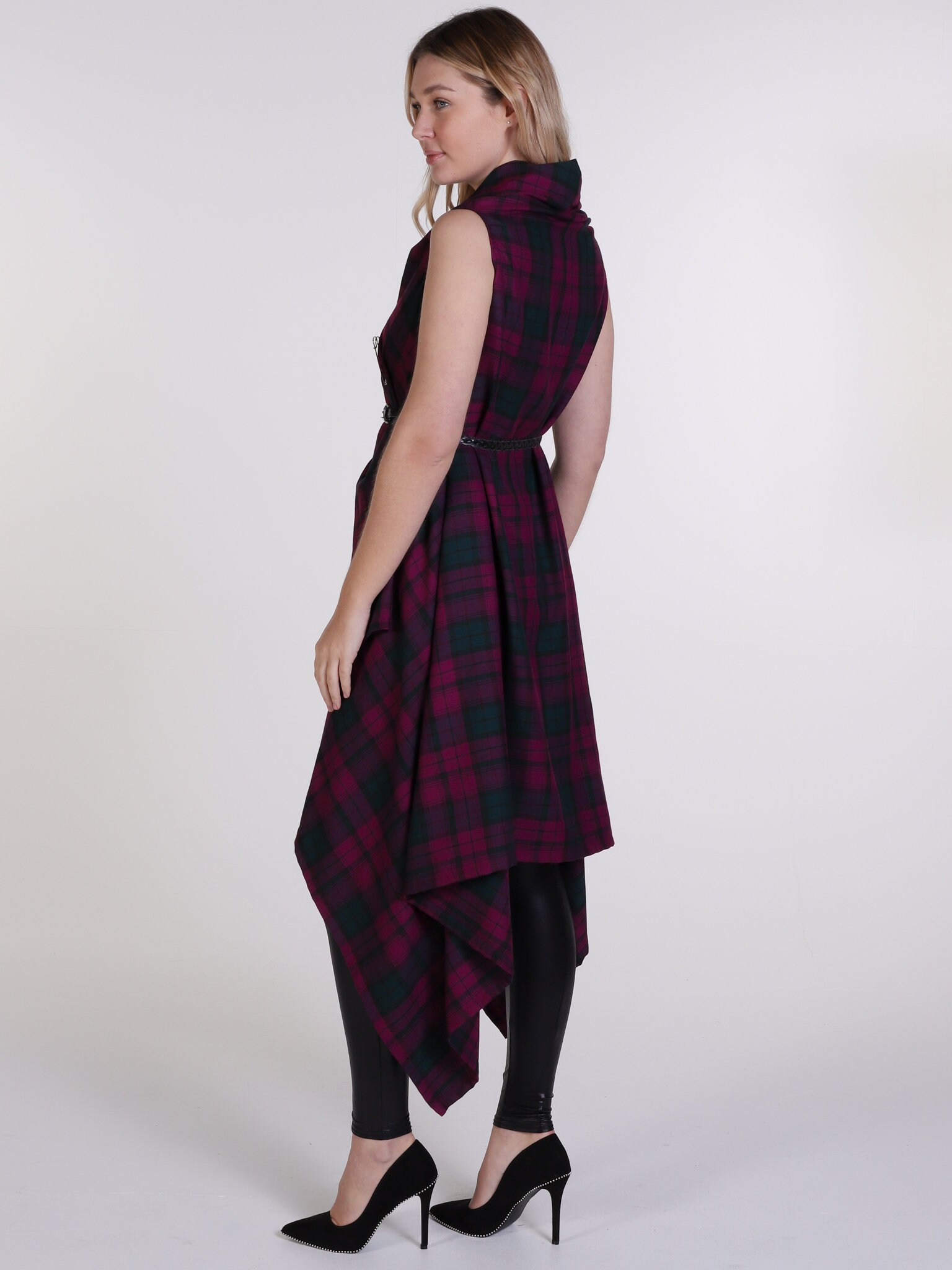 Maroon and Green Tartan Drape Waterfall Waistcoat - Etsy