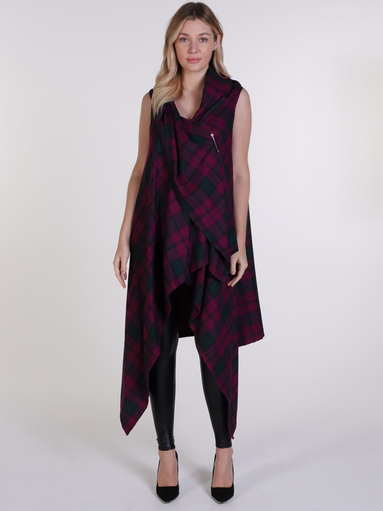 Maroon and Green Tartan Drape Waterfall Waistcoat - Etsy