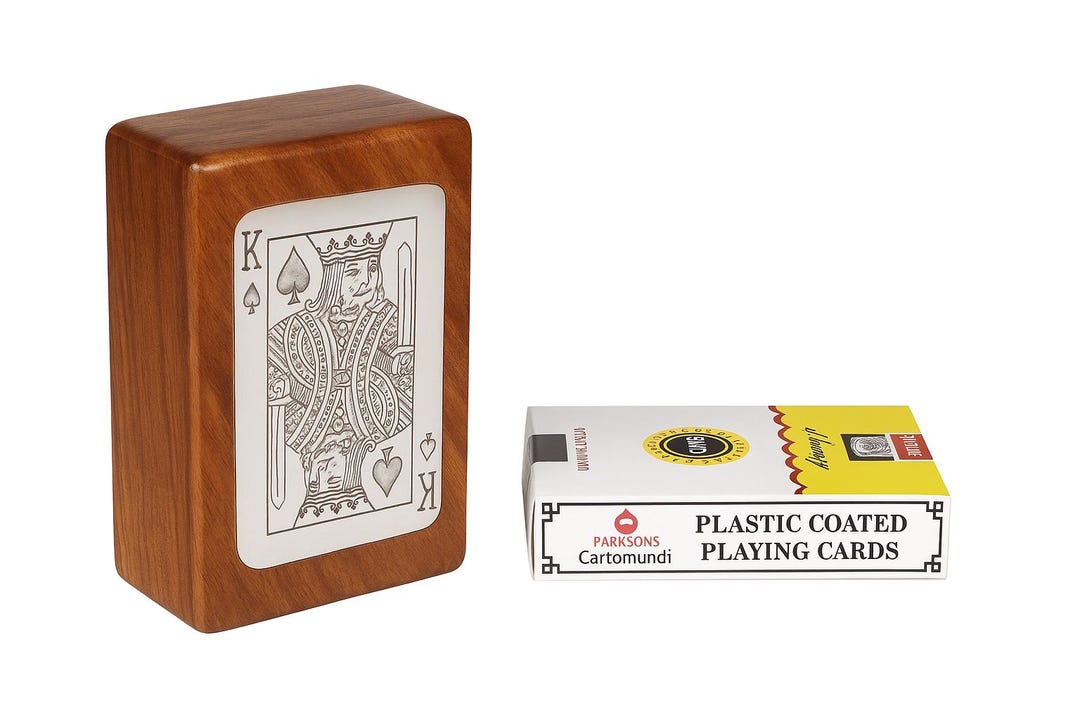 Wooden Playing Card Case Single Deck Holder Organizer Brown Wooden Card ...