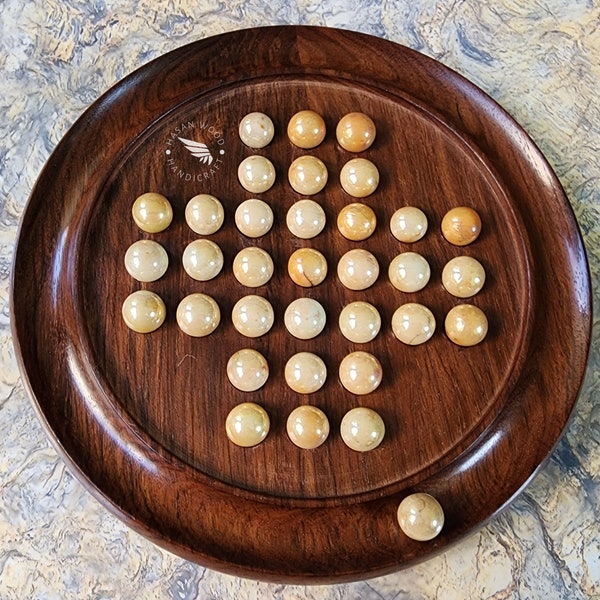 Wood Solitaire Board Marbles - Etsy