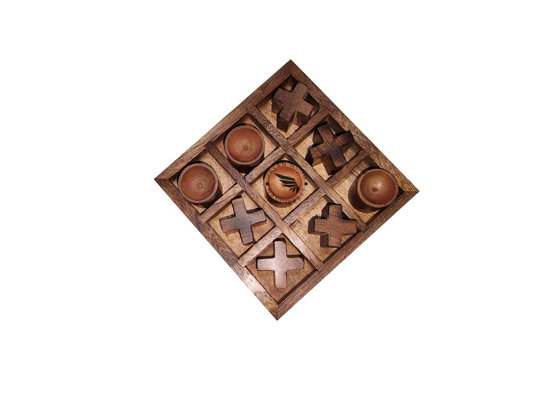 Handmade Wooden Boad Game Tic Tac Toe Noughts and Crosses Game ...