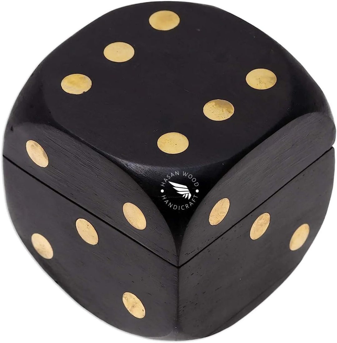 Wooden Dice Box With 5 Dice Black With Glass Topdice Set Casino 5 ...