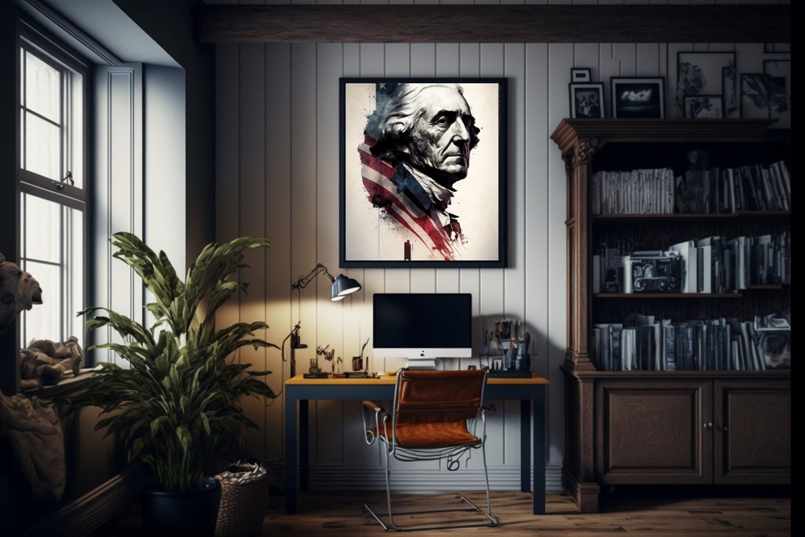 President George Washington - Banner Shadow - Digital Art - Printable ...