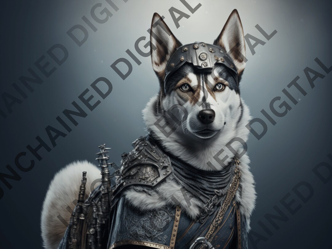 Husky Scout Fantasy Animal Art Print - Printable Digital Art - Gifts ...