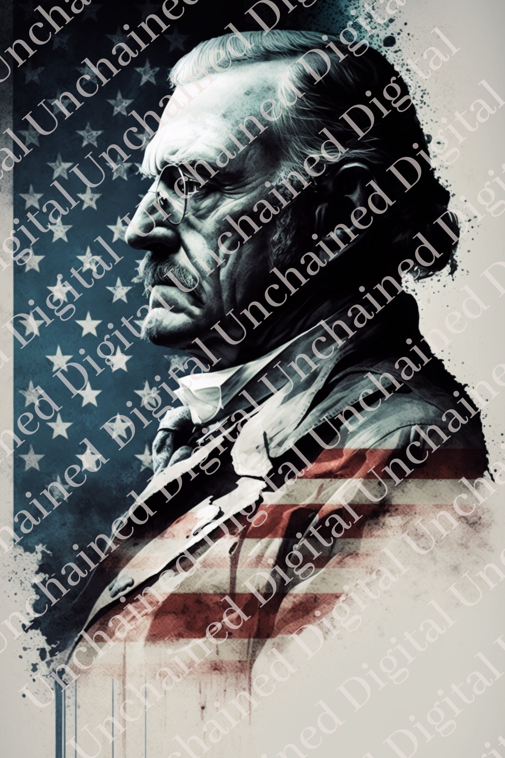 President Theodore Roosevelt - President's Profile - Digital Art - Wall ...