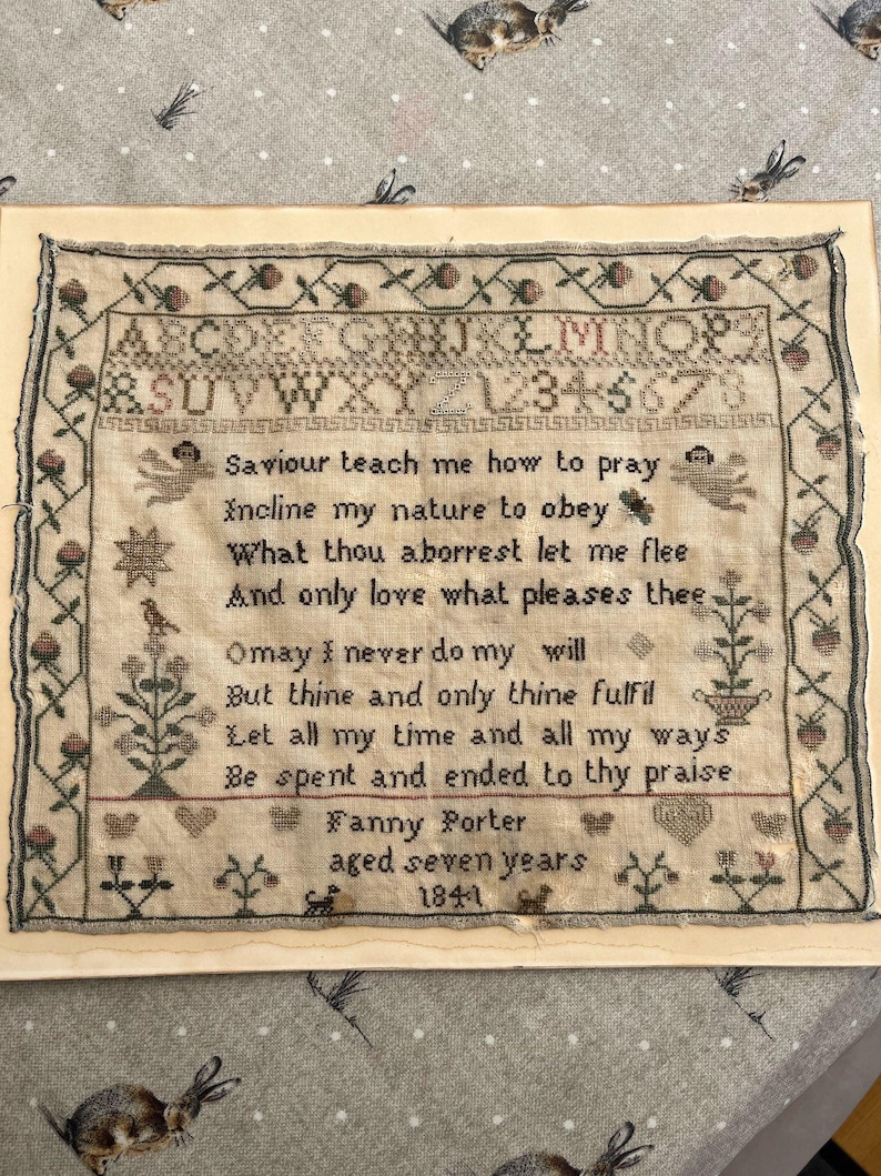 Antique Reproduction Sampler Chart, Cross Stitch Sampler, Late ...