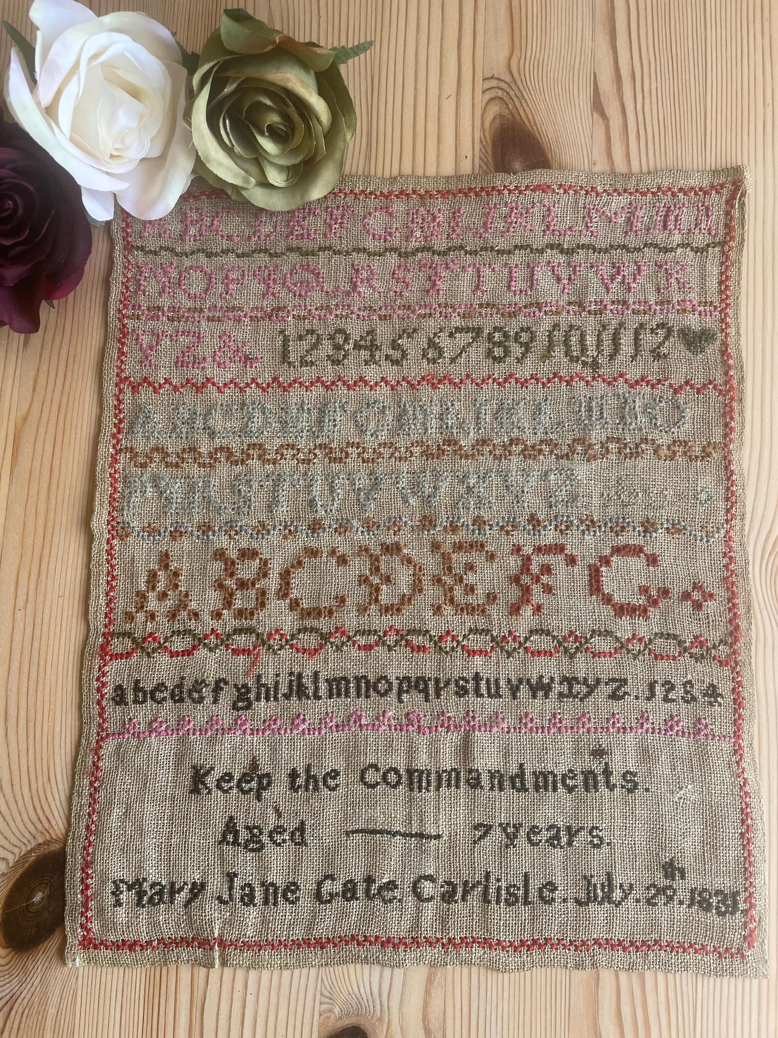 Antique Reproduction Sampler Chart, Cross Stitch Sampler Chart, Late ...