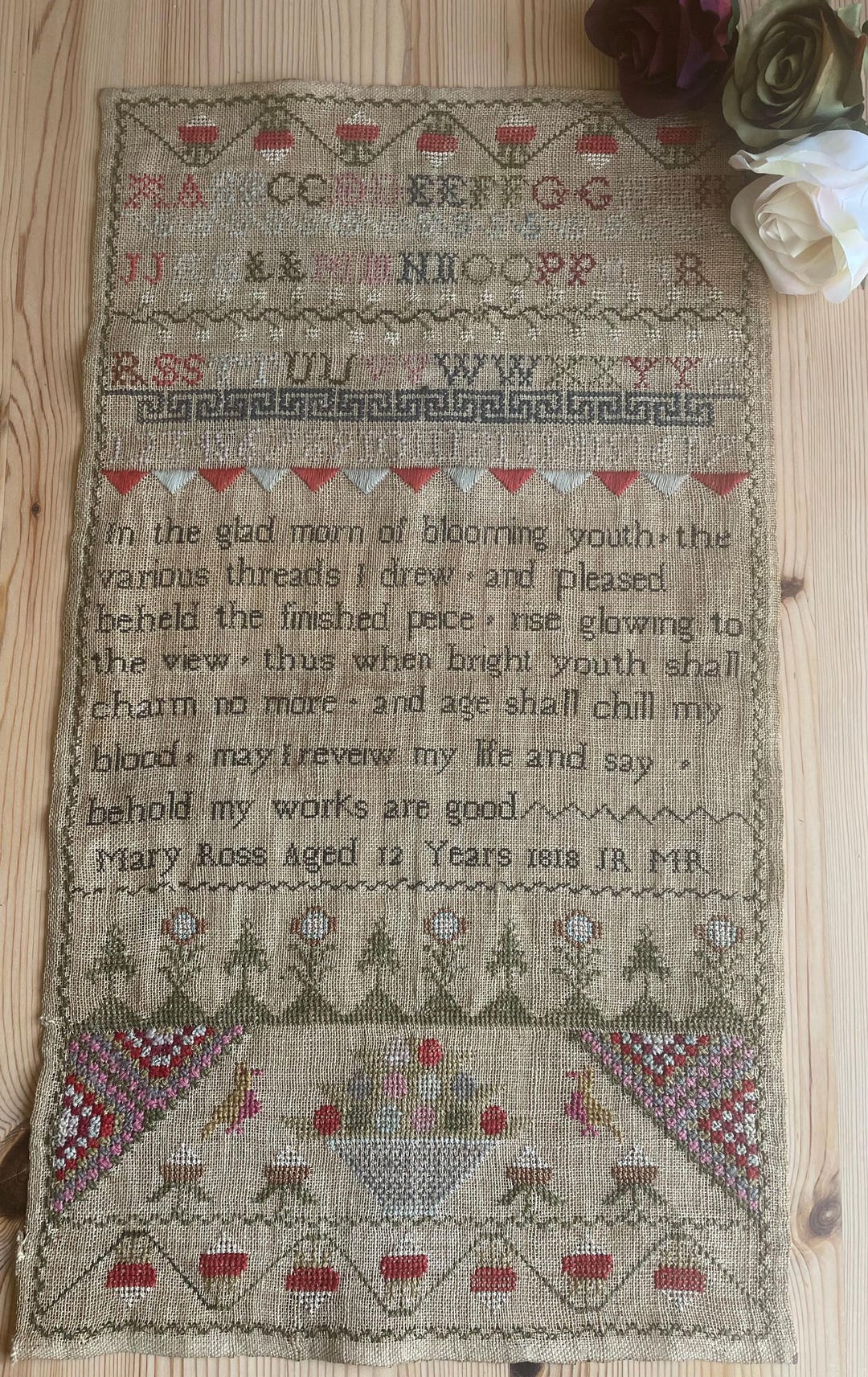 Antique Reproduction Sampler Chart, Cross Stitch Sampler Chart ...