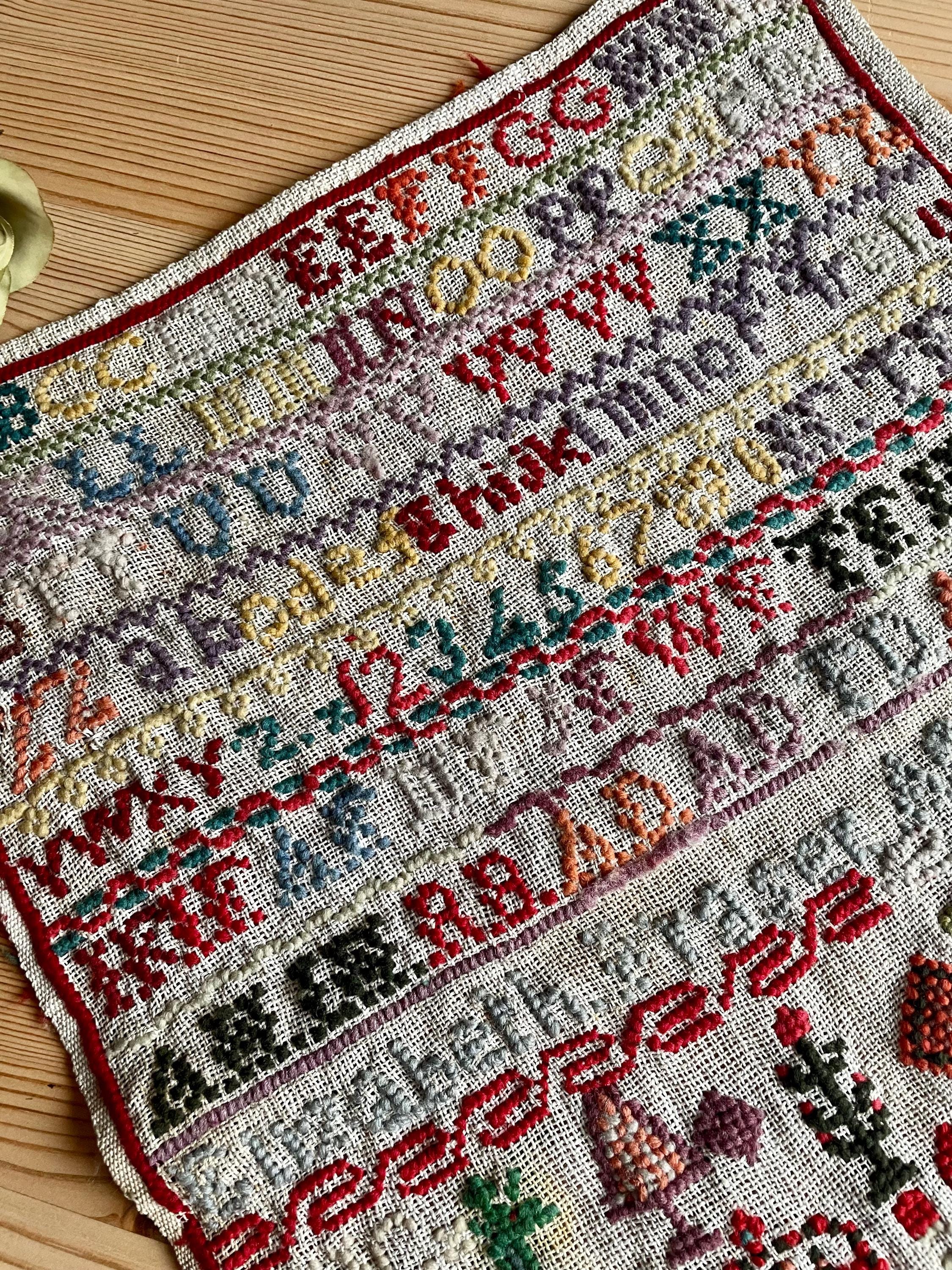 Antique Reproduction Sampler Chart, Cross Stitch Sampler, Victorian Era ...