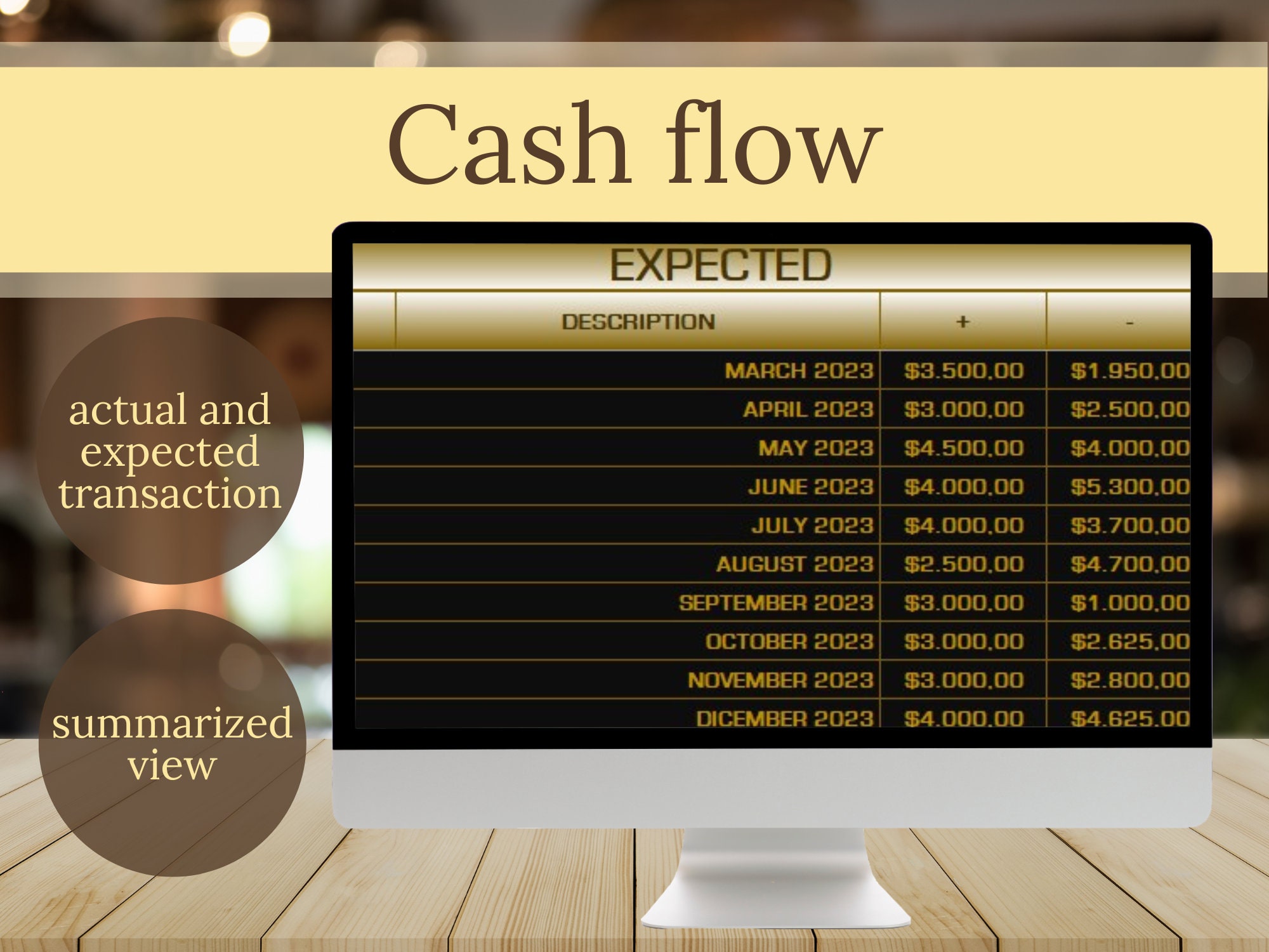 Excel Spreadsheet Template Automated Annual Budget and Cash Flow Money ...
