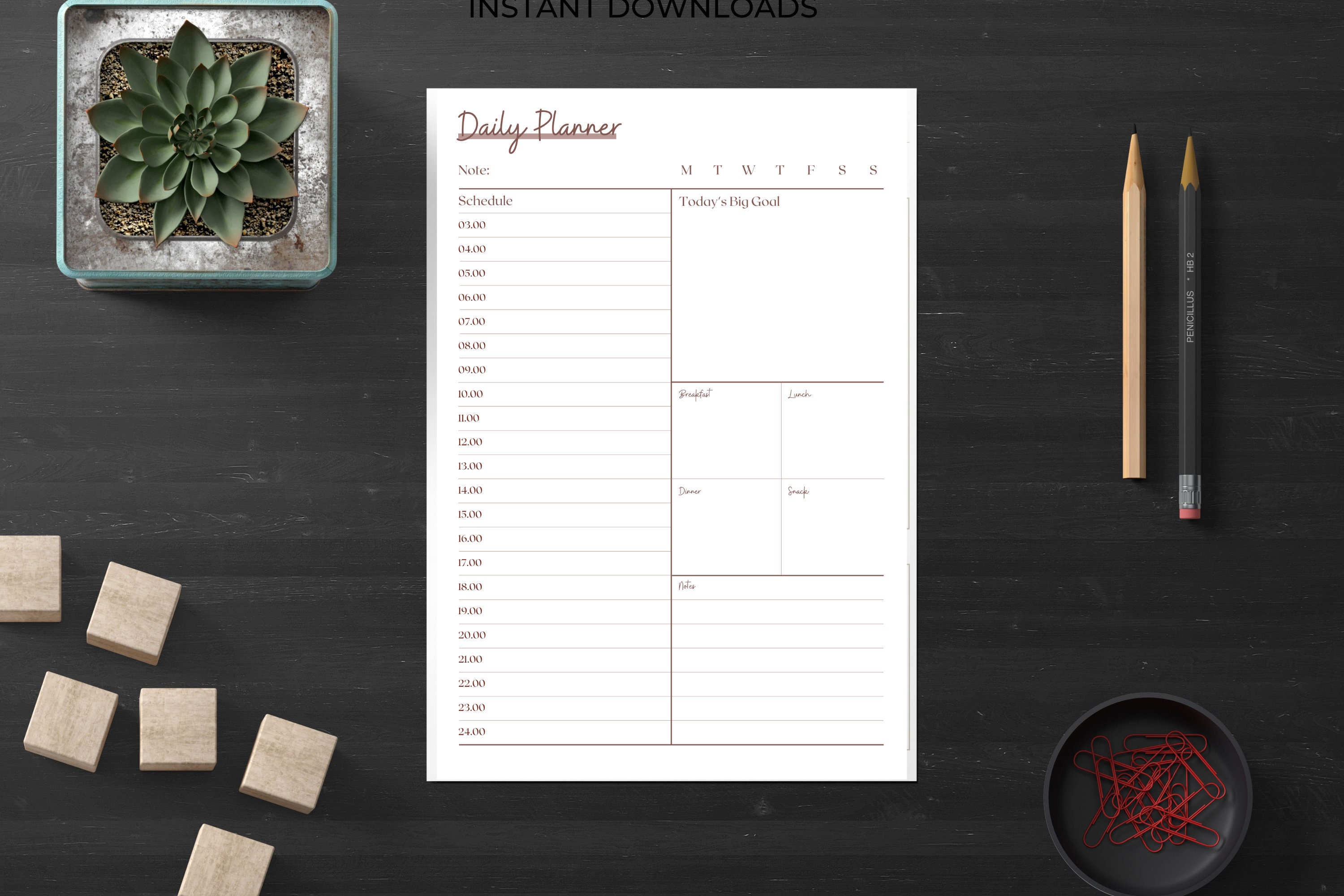 Printable Daily Sheet Plan, Simple Functional Personal Daily Best ...