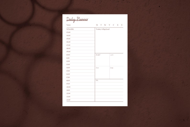 Printable Daily Sheet Plan, Simple Functional Personal Daily Best ...