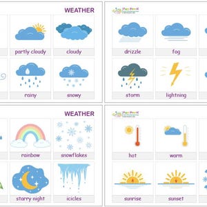 WEATHER: 24 Flashcards, Trackers (easy & Pro), Tracing Pages, ESL Cards ...