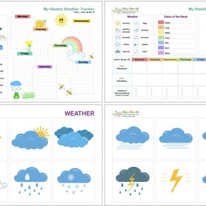 WEATHER: 24 Flashcards, Trackers (easy & Pro), Tracing Pages, ESL Cards ...