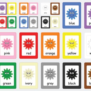 Smiley Colour Cards/posters, 12 Colours, Classroom Decor, ESL ...