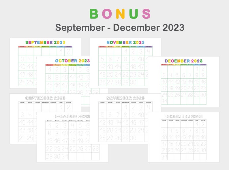 2024 Traceable Calendar, Tracing Numbers, Coloring Calendar, Daily ...