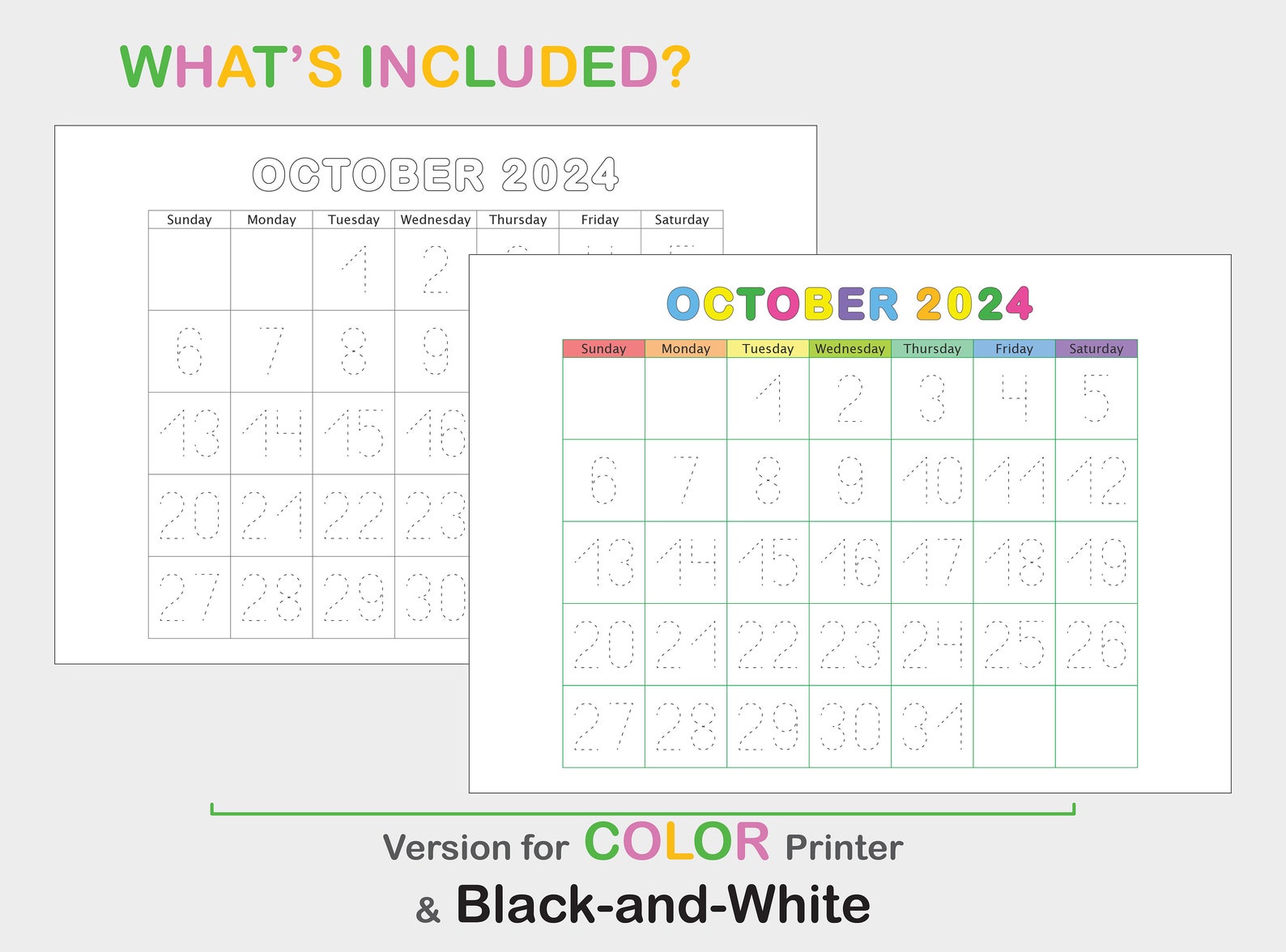 2024 Traceable Calendar, Tracing Numbers, Coloring Calendar, Daily ...