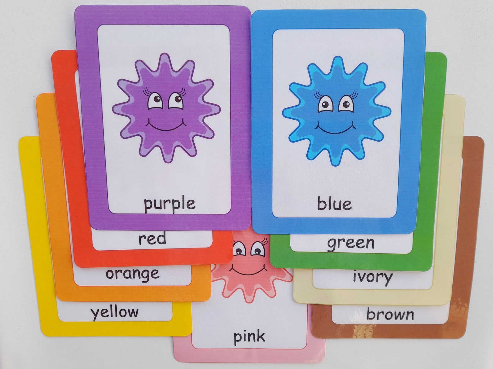 Smiley Colour Cards/posters, 12 Colours, Classroom Decor, ESL ...